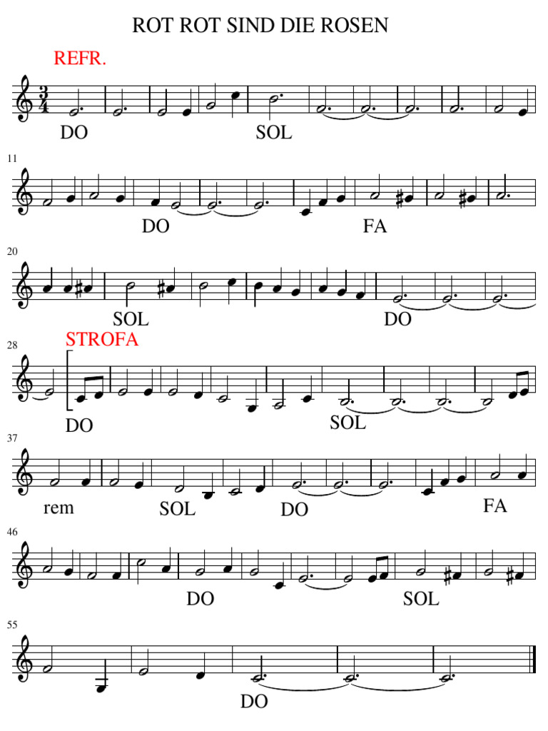 Rot, Rot, Rot sind die Rosen Noten | PDF