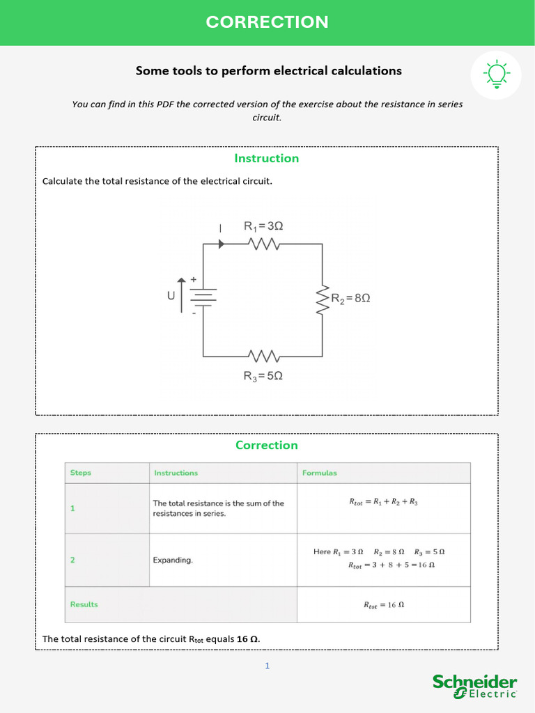 Correction - Exercise - Calculate Total Resistance in Series Circuit ...