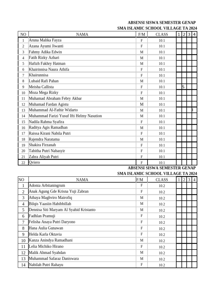 Rekap Absen Sma Oktober 2425 | PDF