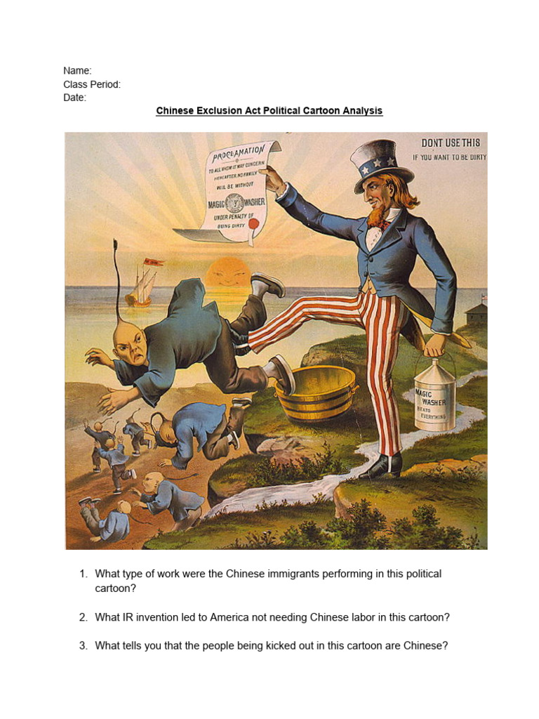 Chinese Exclusion Political Cartoon Activity | PDF