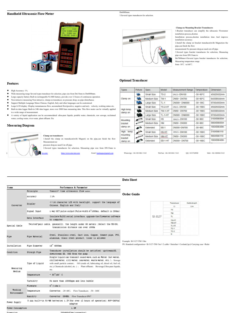 Handheld Ultrasonic Flow Meter Guide | PDF | Flow Measurement | Water