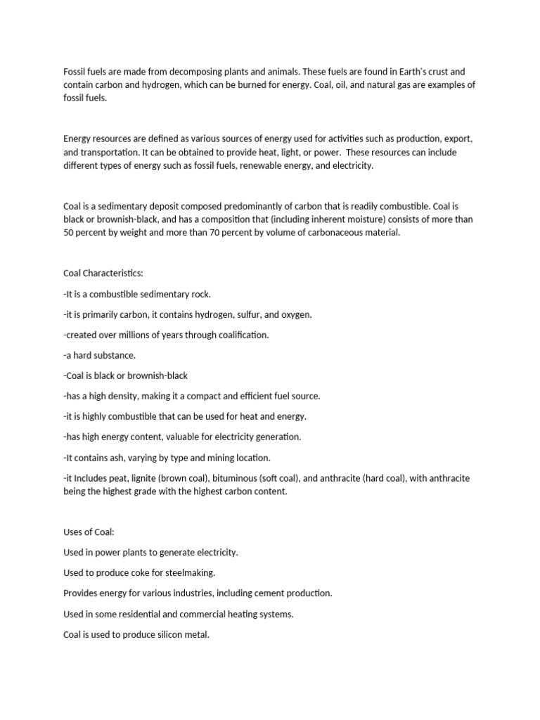 Earth Science Fossil Fuels | PDF | Oil | Coal