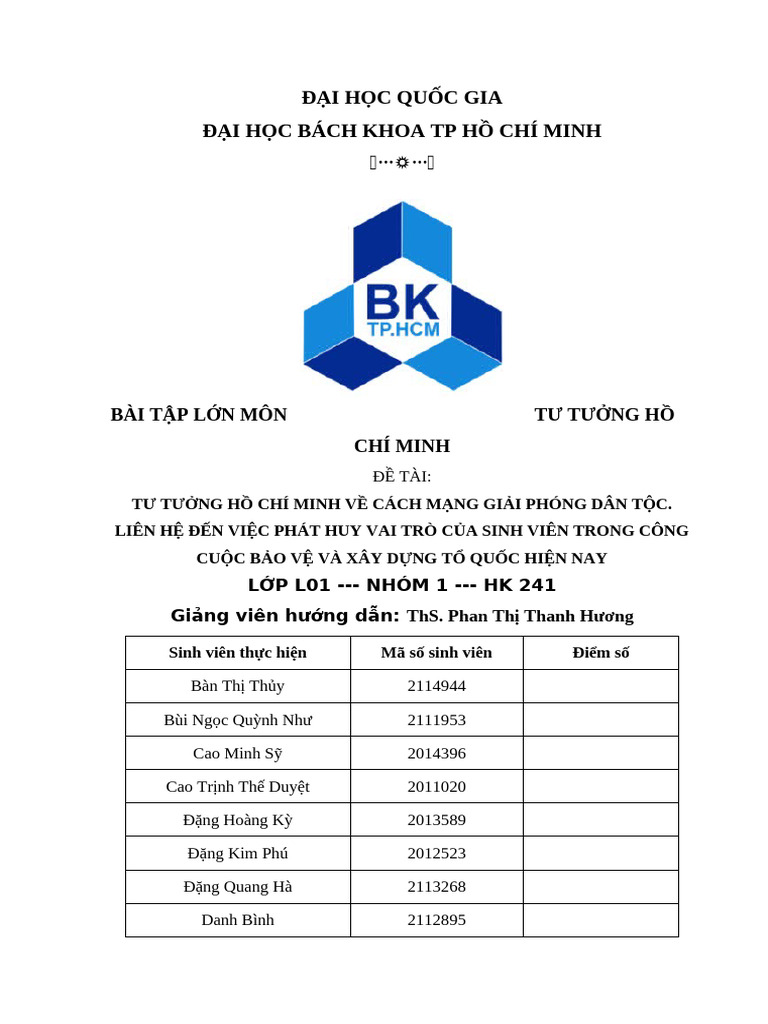 BTL HOÀN CHỈNH - LỚP L01 - NHÓM 1 | PDF