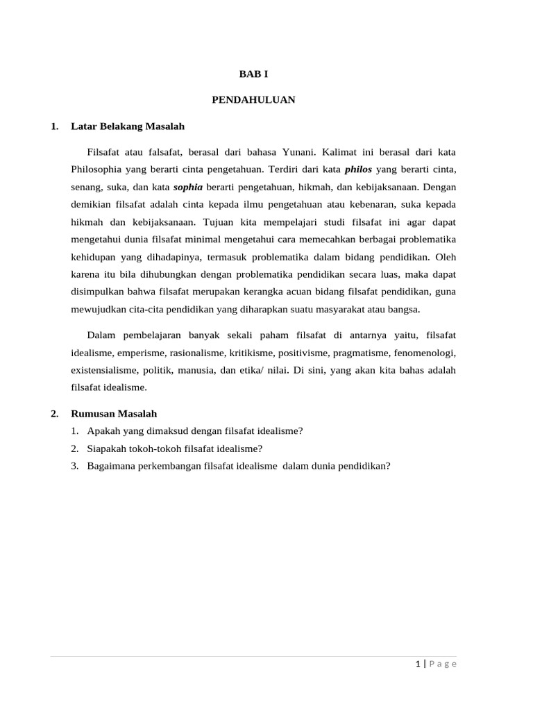 Makalah Filsafat Idealisme | PDF