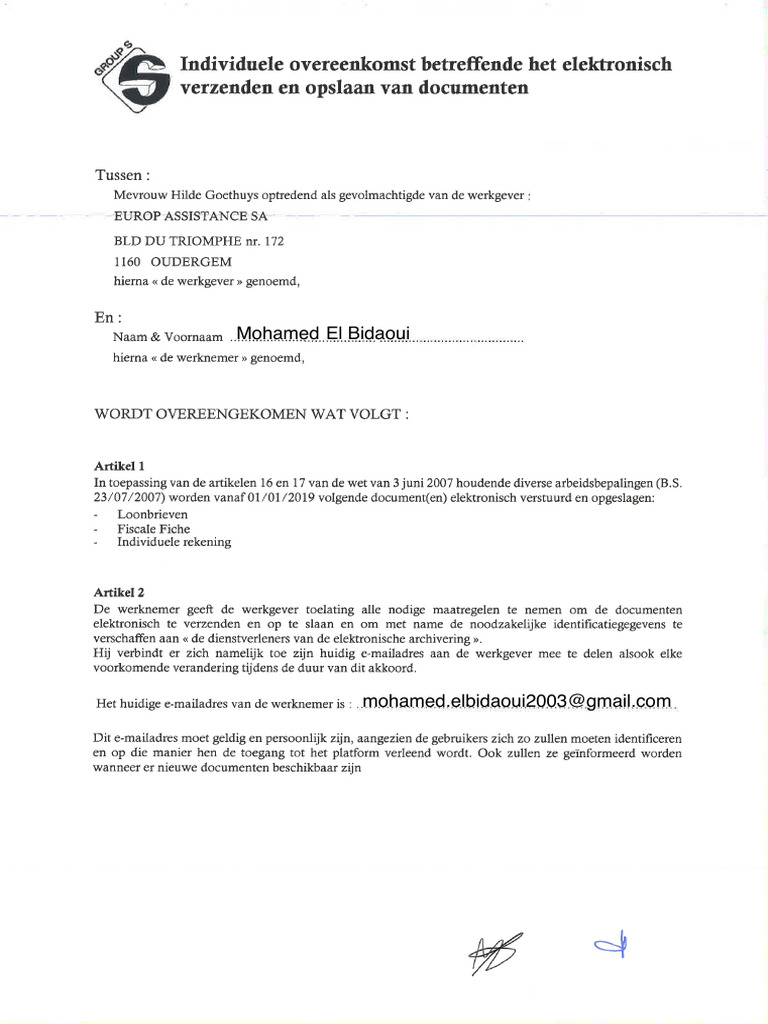 Indiv Overeenkomst Digitale Loonbrief NL | PDF