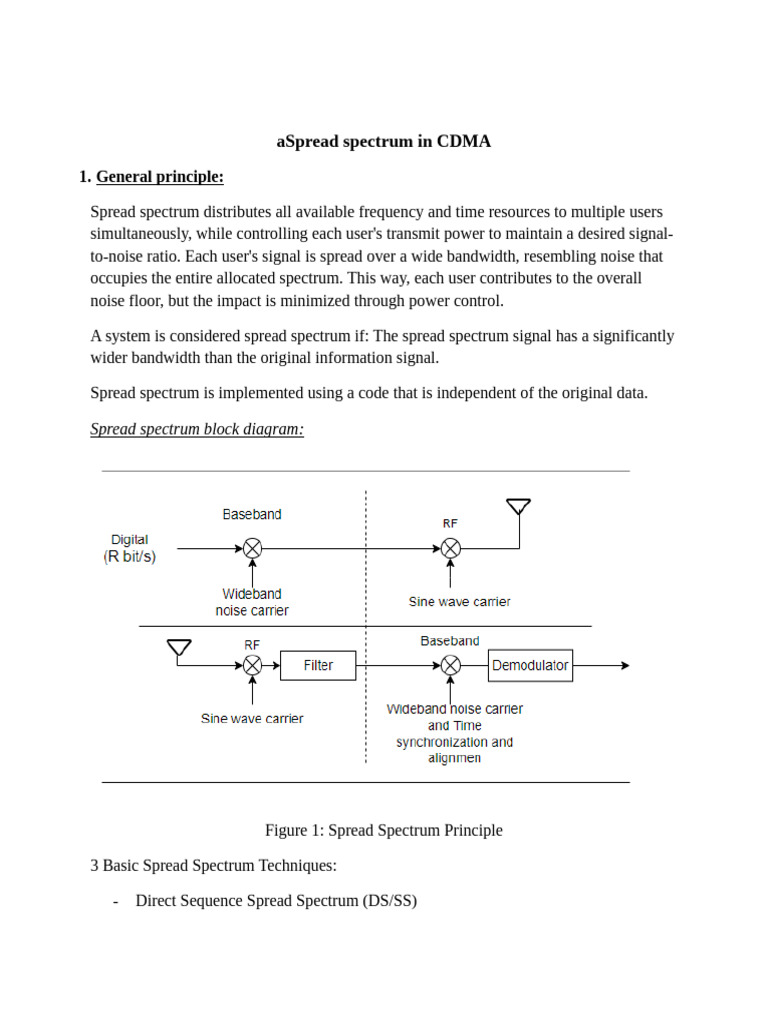 Spread Spectrum in CDMA | PDF | Modulation | Radio Technology