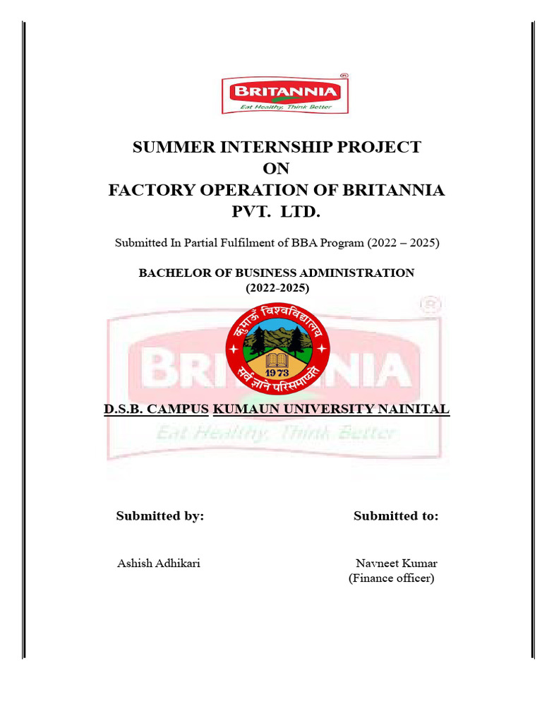 Britannia Factory Operations Internship Report | PDF | Logistics ...