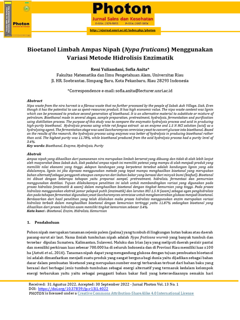 Bioetanol From Nipa Fibrous Waste Nypa Fruticans U | PDF
