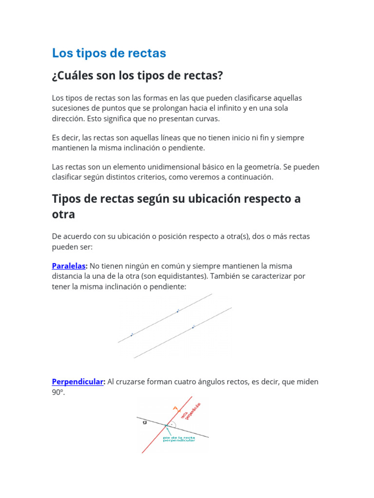 Los Tipos de Rectas | PDF