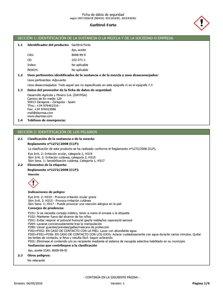 Garlitrol | PDF | Toxicidad | Toxicología