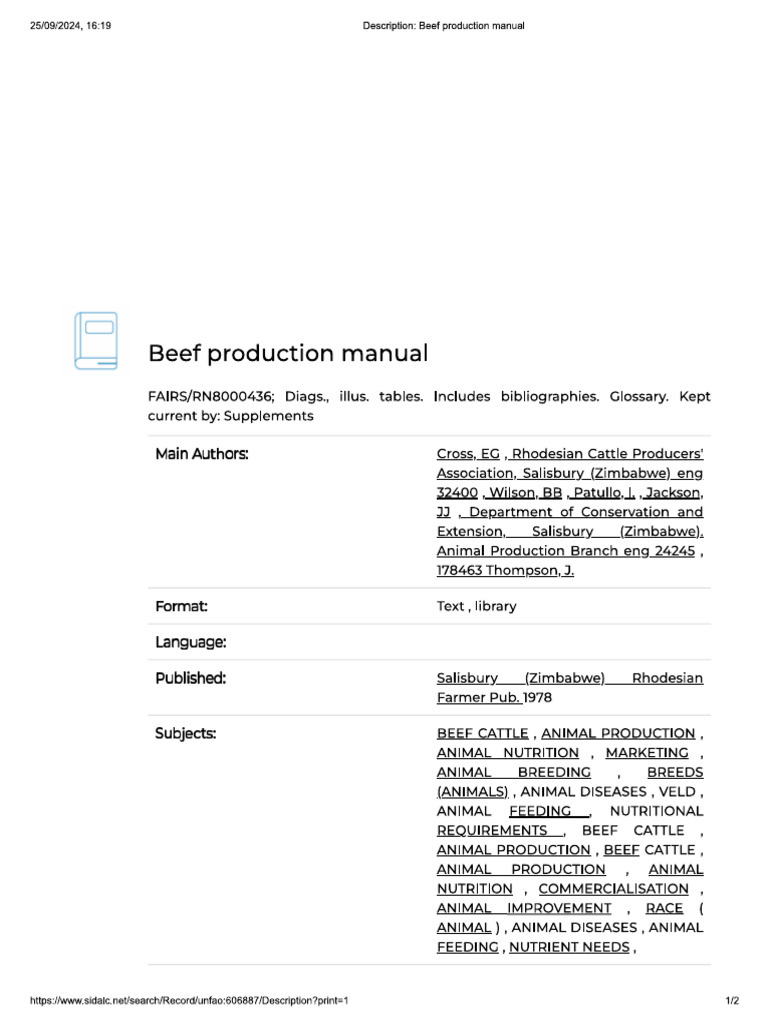 Beef Production Manual | PDF