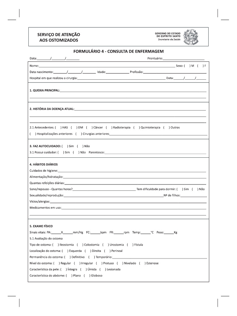 Formulario 4 - Consulta de Enfermagem | PDF