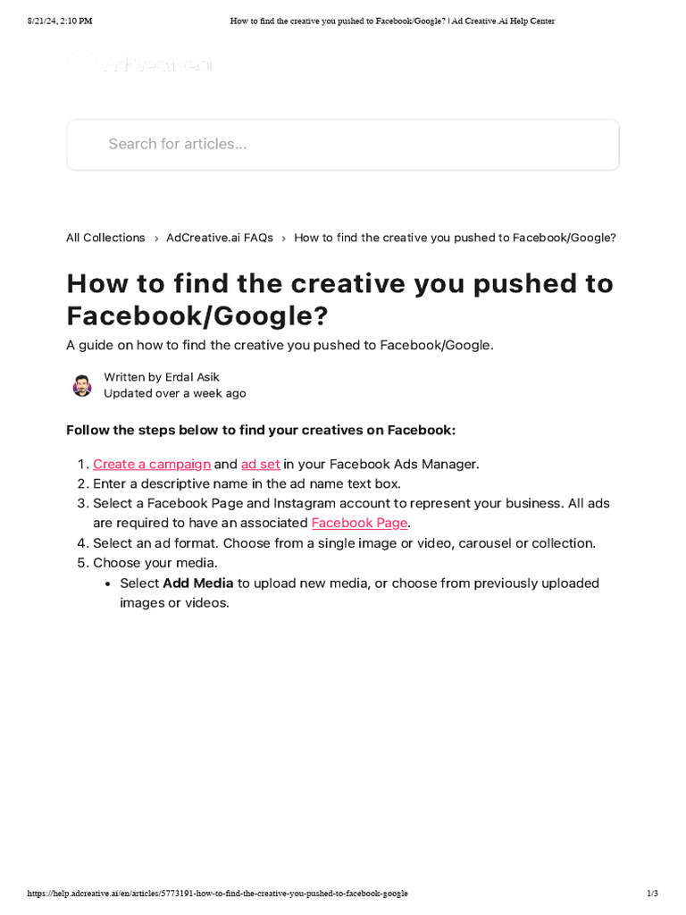 How To Find The Creative You Pushed To Facebook - Google - Ad Creative ...