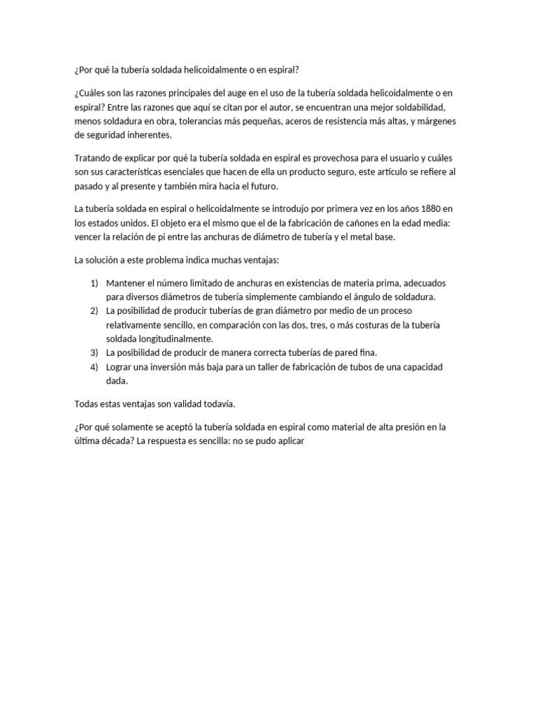 Por Qué La Tubería Soldada Helicoidalmente o en Espiral | PDF | Hogar ...