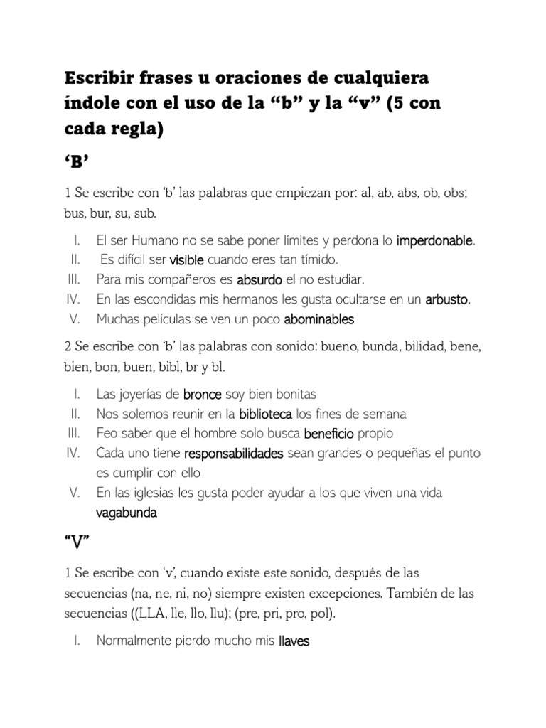 Taller de 'B' y 'V' | PDF | Artes del Lenguaje y Comunicación ...