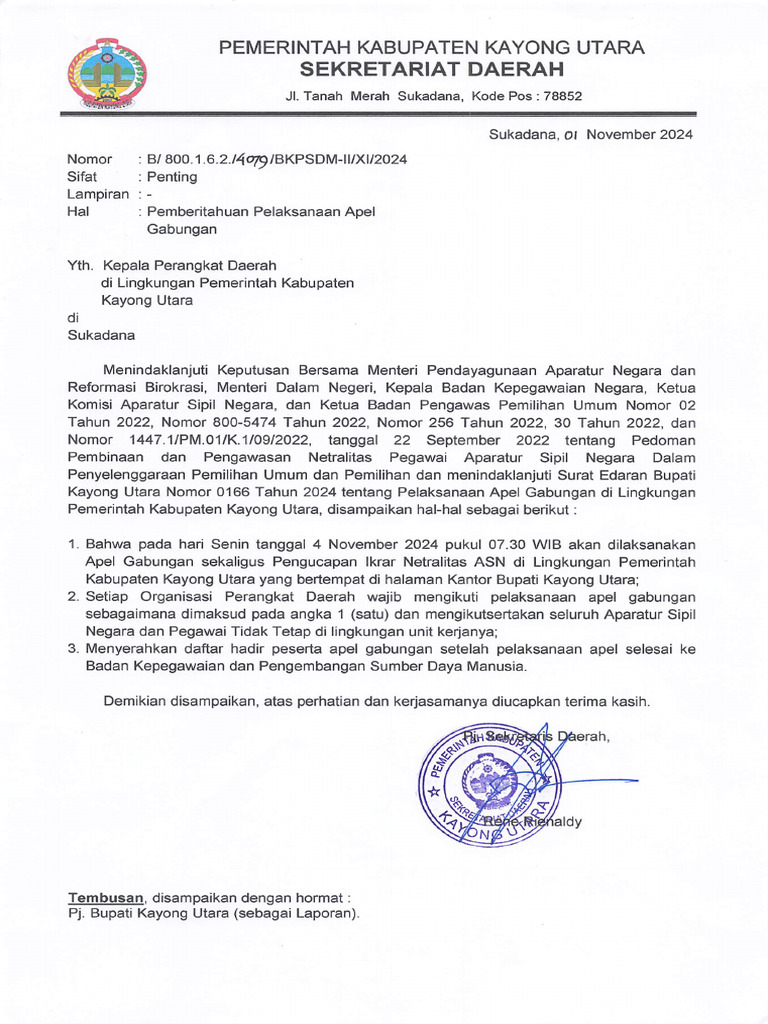 Contoh Undangan Apel Gabungan 2024 | PDF