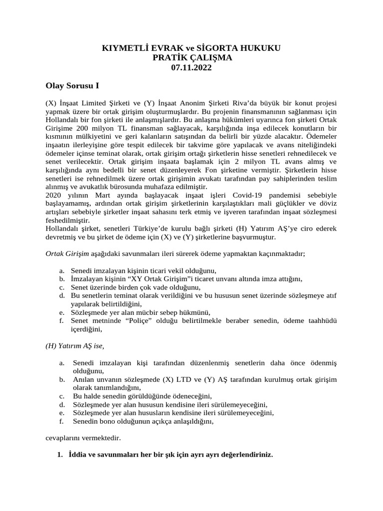 KIYMETLİ EVRAK Ve SİGORTA HUKUKU | PDF