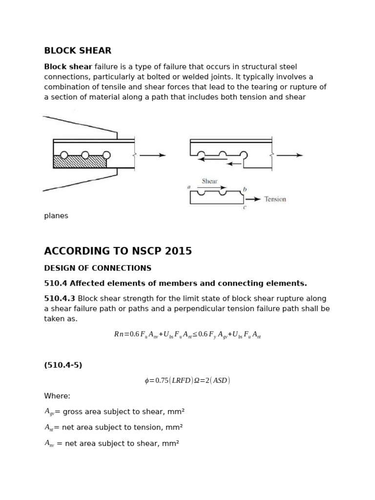 Block Shear: According To NSCP 2015 | PDF | Technology & Engineering