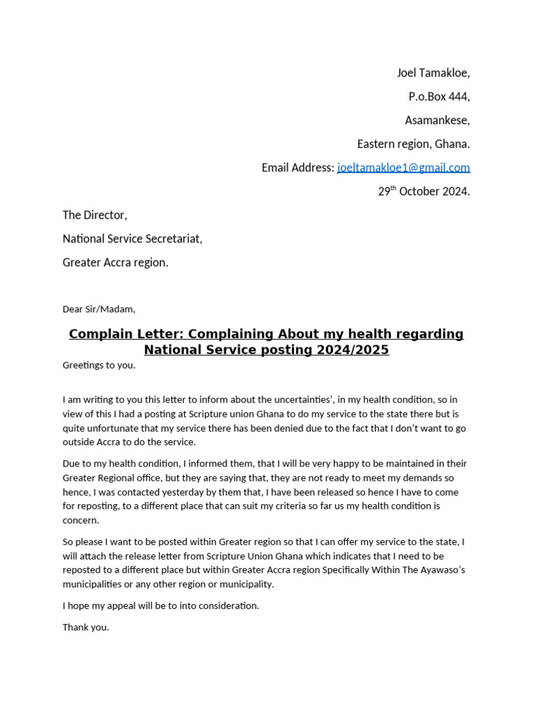Complain Letter | PDF