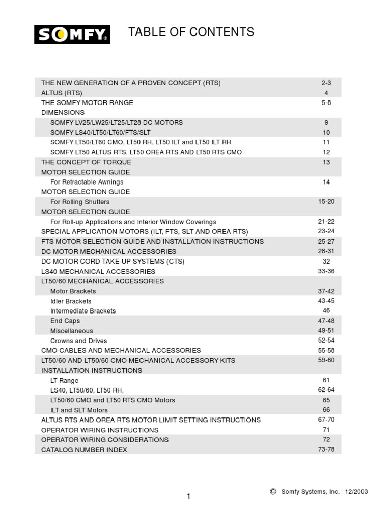 Somfy Motor Catalog - Catalog Library