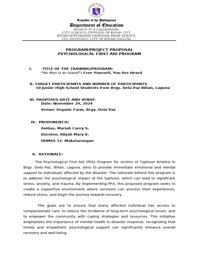 CESC PROJECT PROPOSAL - Makatarungan | PDF | Mental Health | Psychological Resilience