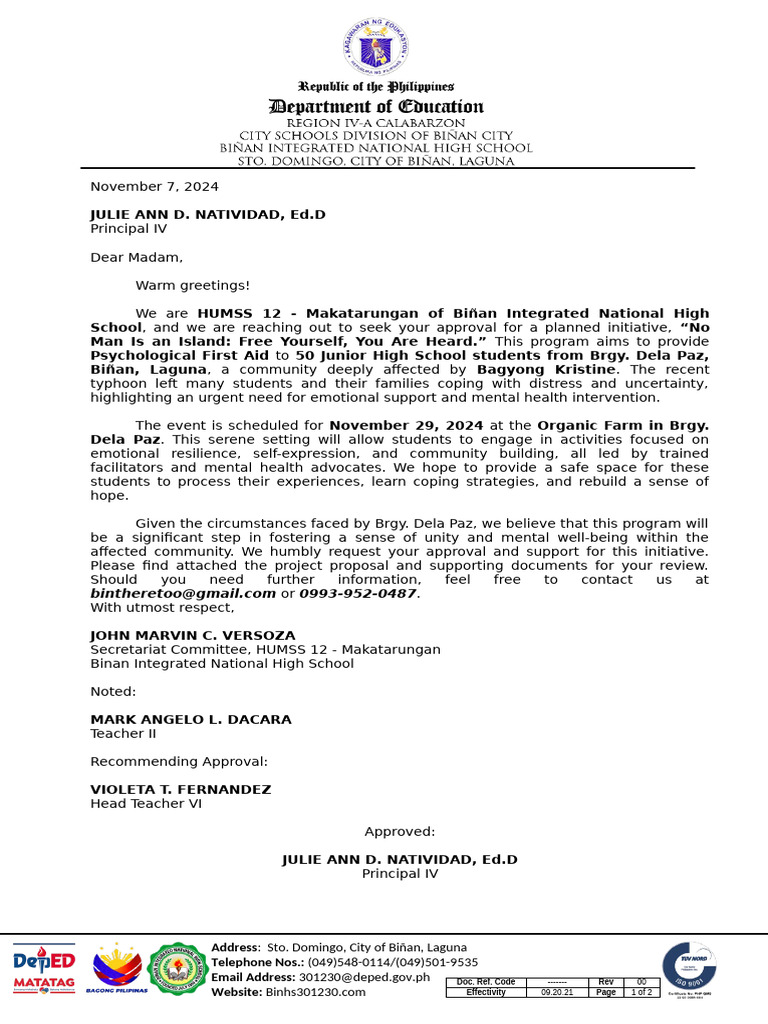 Cesc Communication Letter | PDF | Behavioural Sciences | Psychology