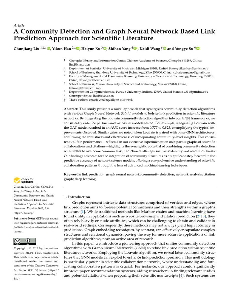 A Community Detection And Graph Neural Network Based Link Prediction Approach For Scientific
