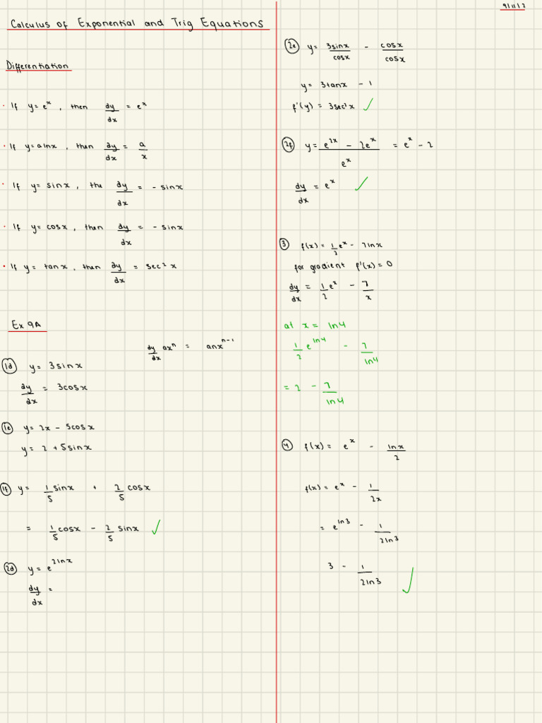 9 Calculus of Exponential and Trigonometric Functions | PDF | Calculus | Differential Geometry