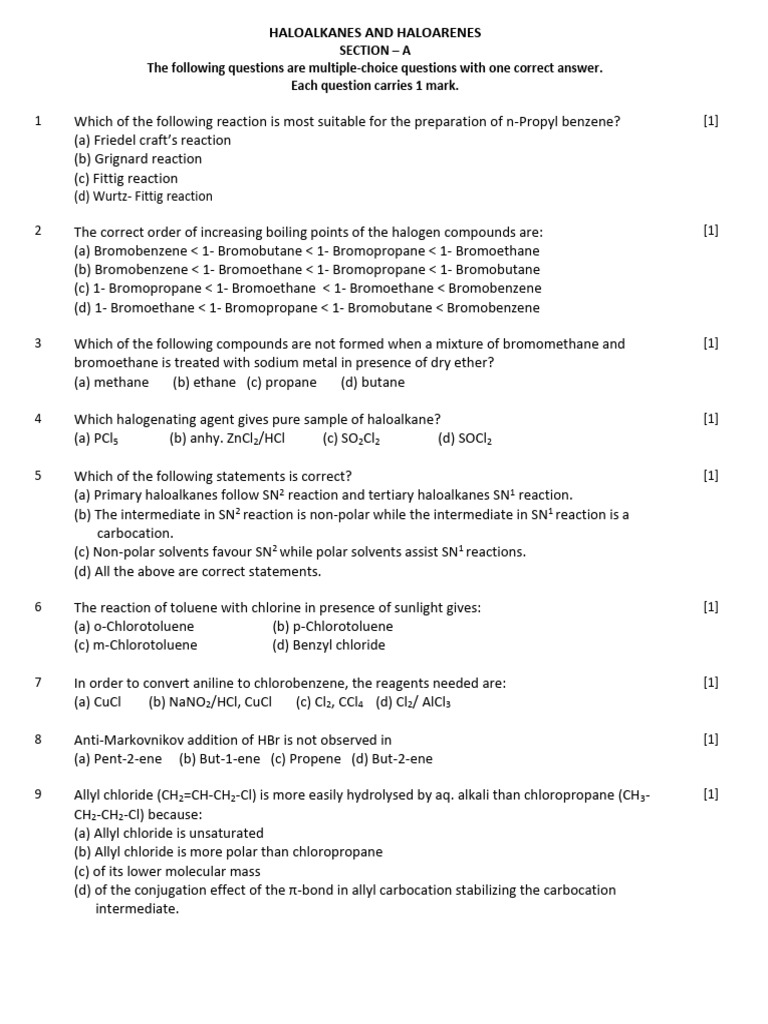 Qb-Haloalkanes and Haloarenes | PDF | Chemical Reactions | Unit Processes