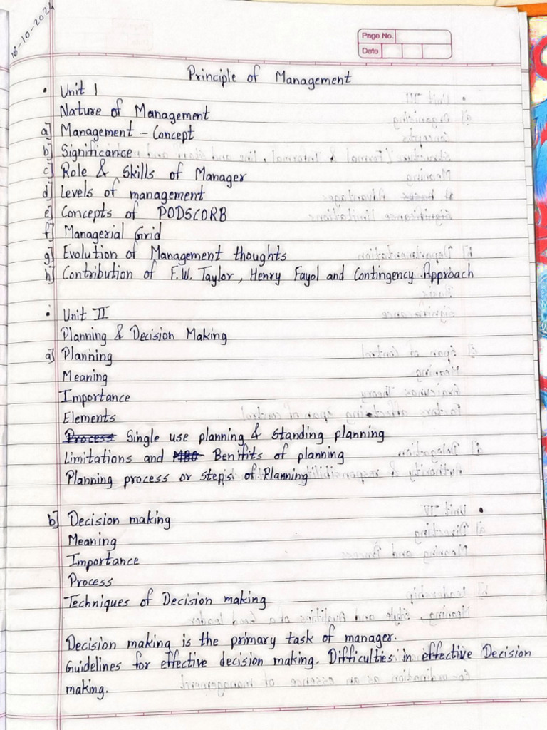 Principle of Management Notes 18-10-2024 | PDF