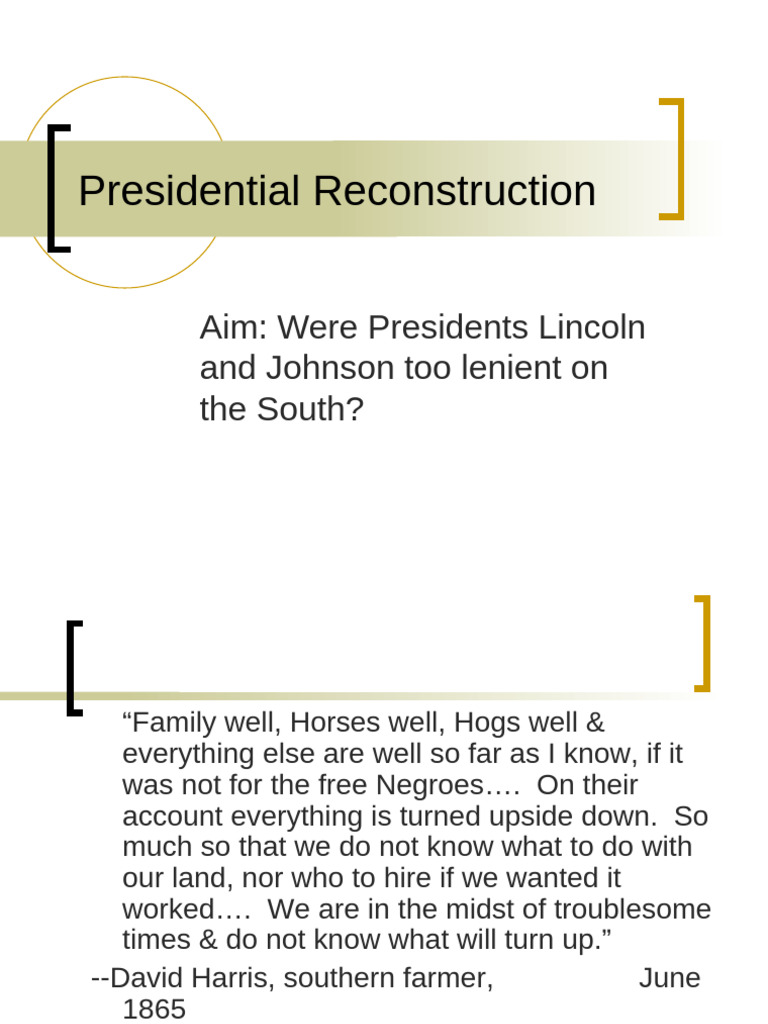 Presidential Reconstruction | PDF | Politics | Travel