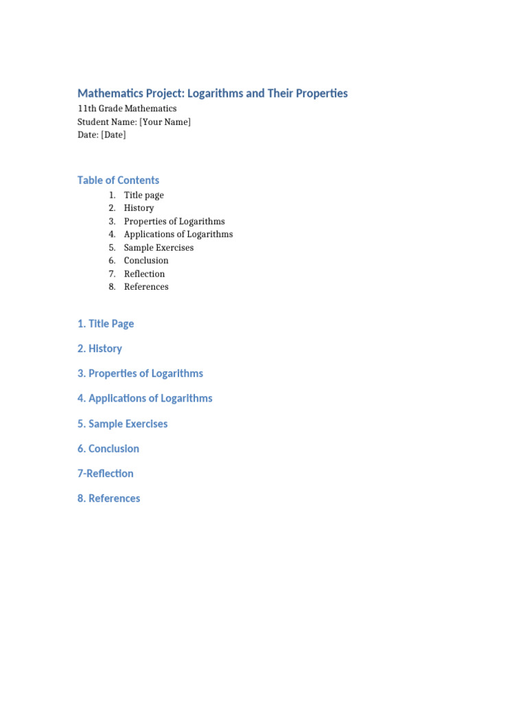 Logarithms Project Grade11 | PDF