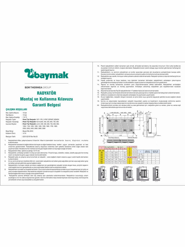 Baymak Star Panel Radyator Kullanma Kilavuzu | PDF