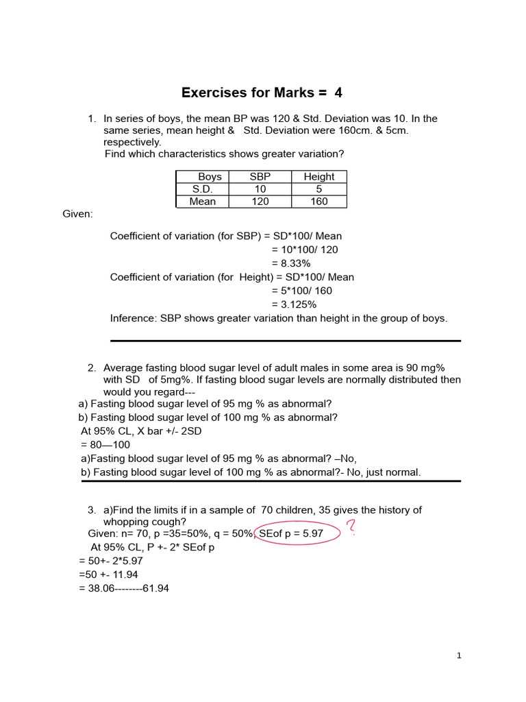 Biostatistics QUestions and Answers | PDF | Mode (Statistics) | Mean