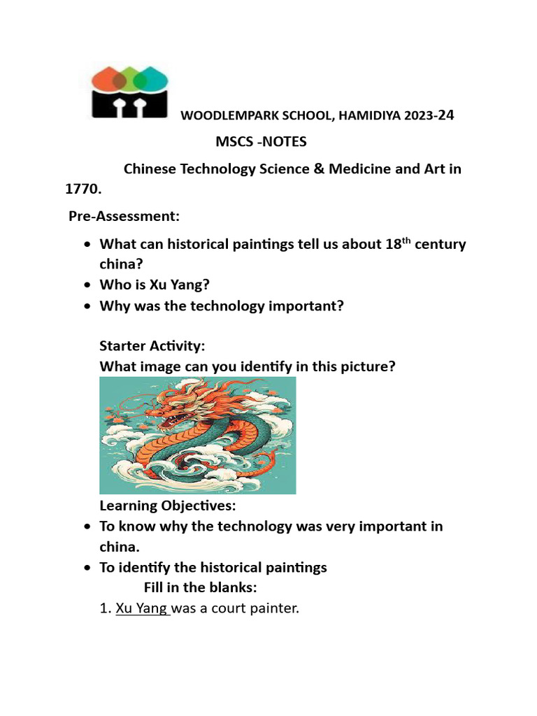 Culture Through Art in China in 1770-Notes-Chinese Technology | PDF ...