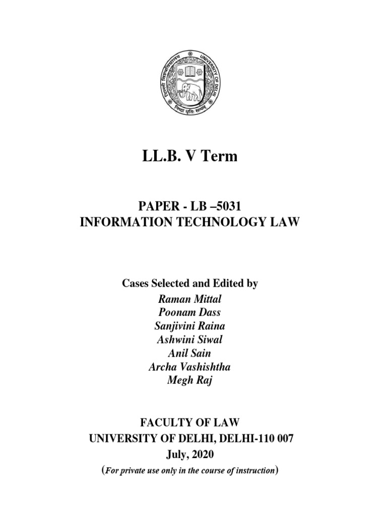 5031 Information Technology Law 2020 | PDF | Jurisdiction | Banks