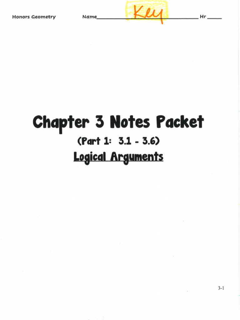 NOTES PKT Ch.3 Part 1 (24-25) KEY | PDF