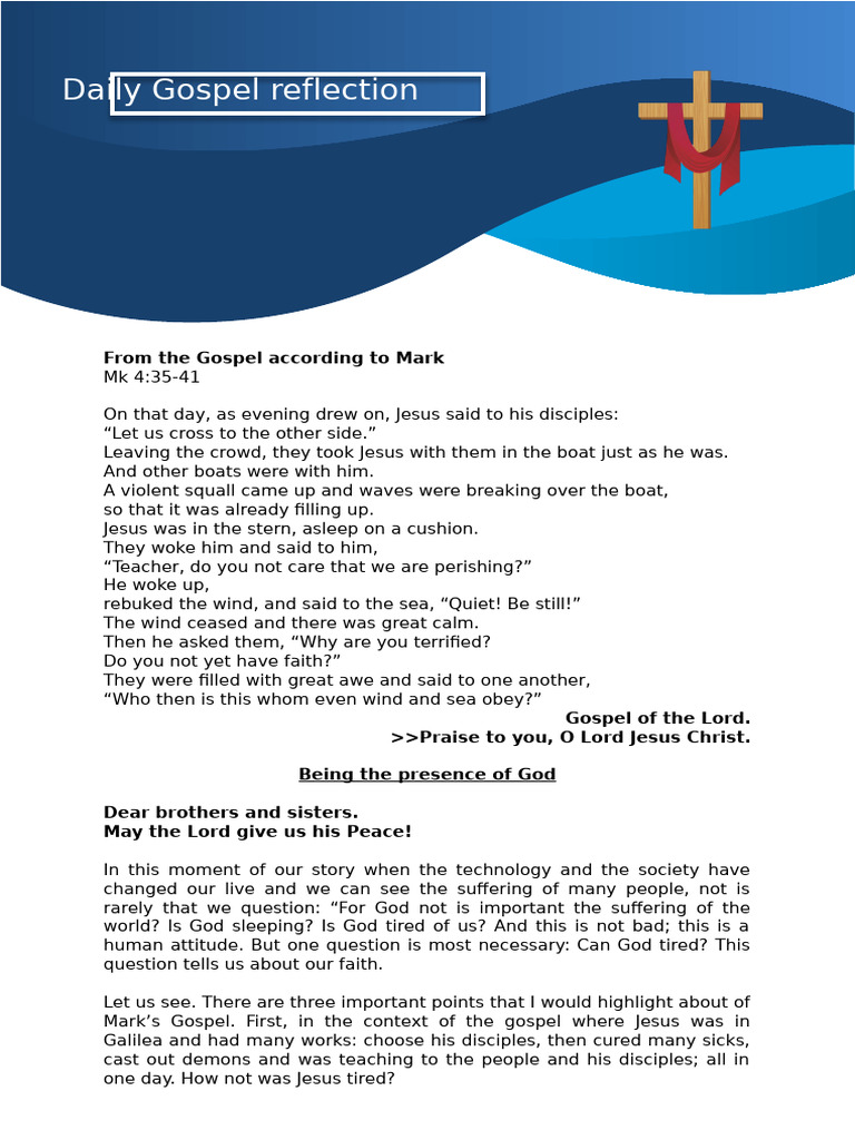 Daily Gospel Reflection 20 June | PDF | Jesus | Gospel Of Mark