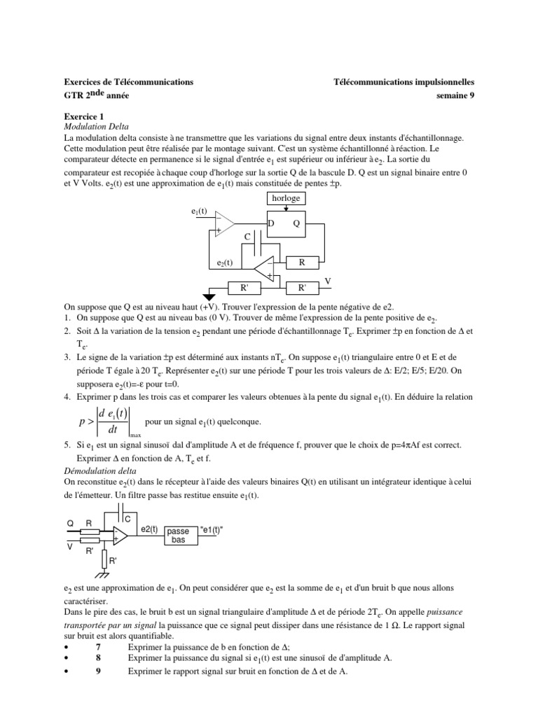 TD Communication Analogique 8 | PDF | Signal électrique | Échantillonnage (signal)