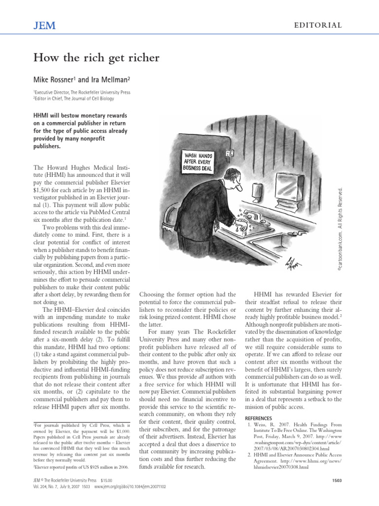 HHMI-Elsevier Public Access Deal Critique | PDF | Elsevier ...