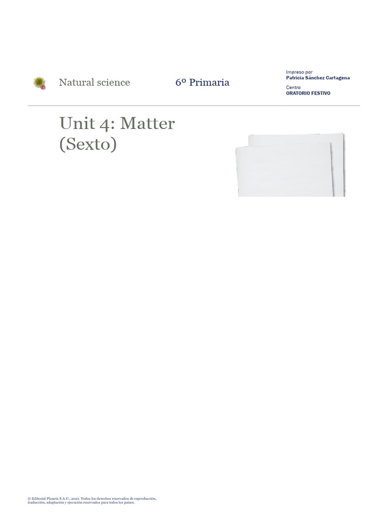 Unit 4 Matter (Sexto) | PDF | Density | Mixture