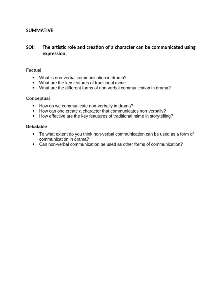 Questions of Inquiry and Summative Assessments | PDF