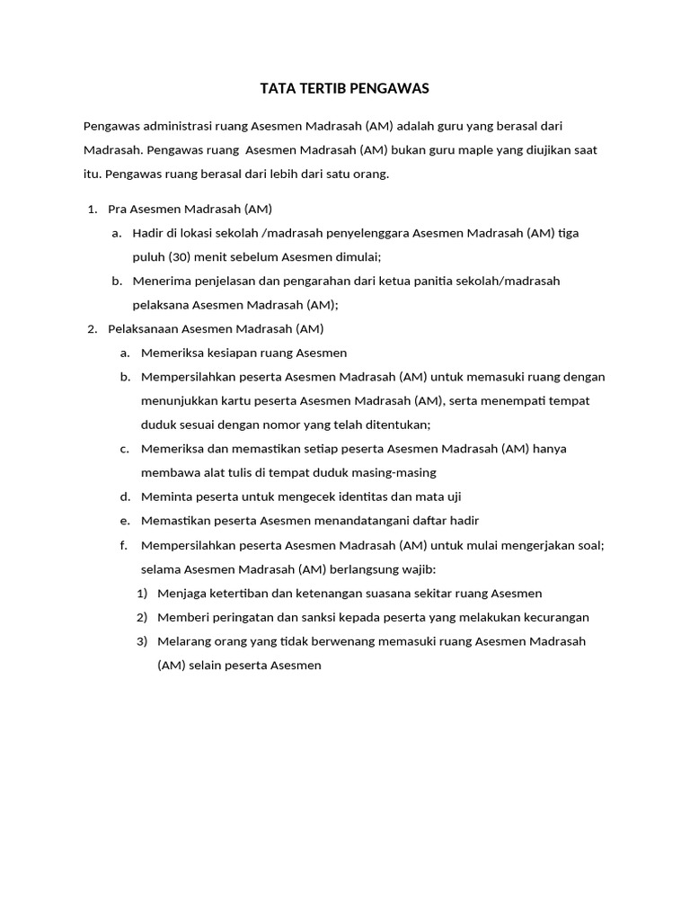 Tata Tertib Pengawas | PDF