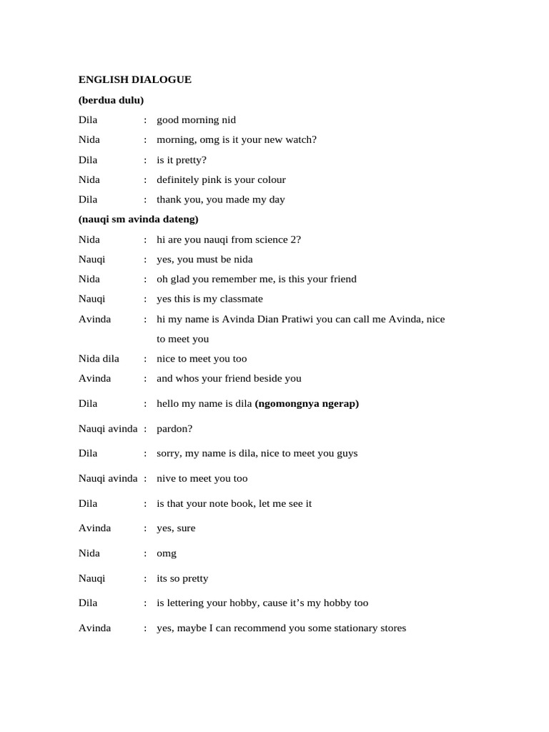 English Dialogue Pdf