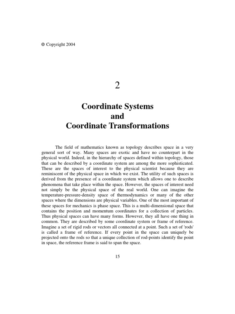 Coordinate System and Transformation | PDF