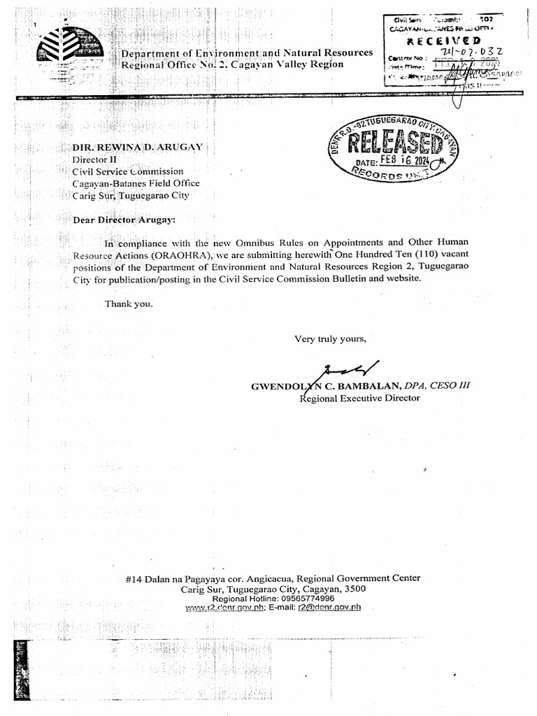 Publicatioin of The 110 Vacant Positions in CSC Website | PDF
