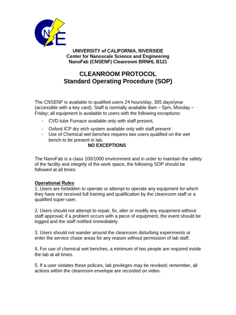 Cleanroom Protocol Policy | PDF | Home & Garden