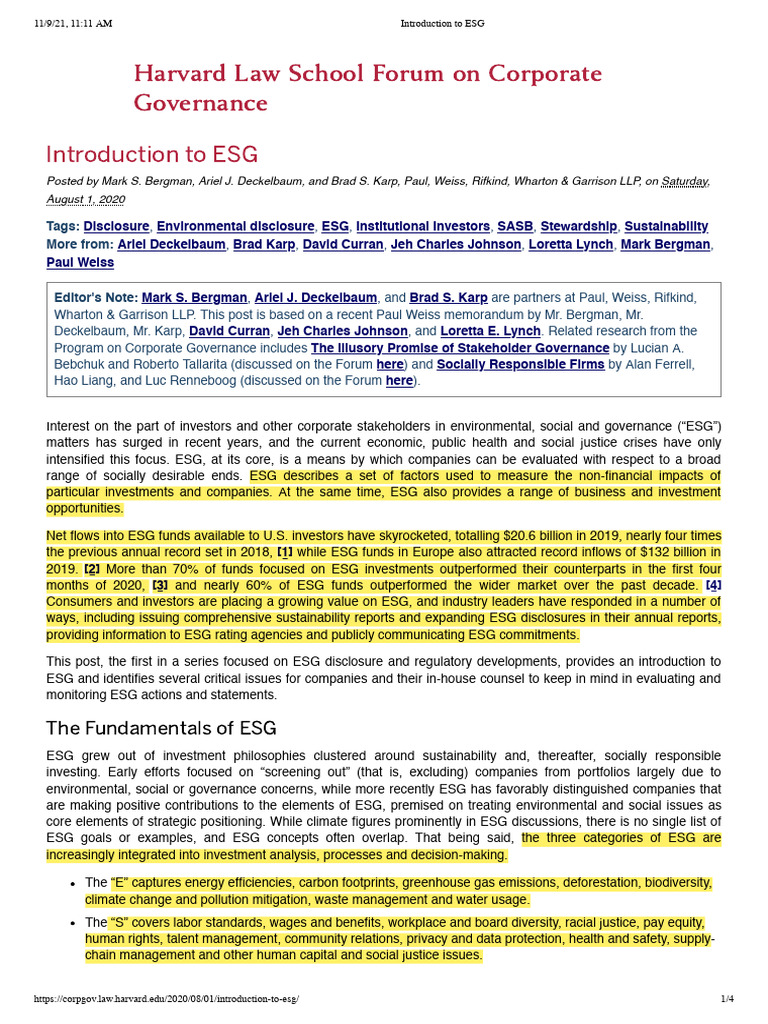 Introduction to ESG Principles | PDF | Corporations | Economies