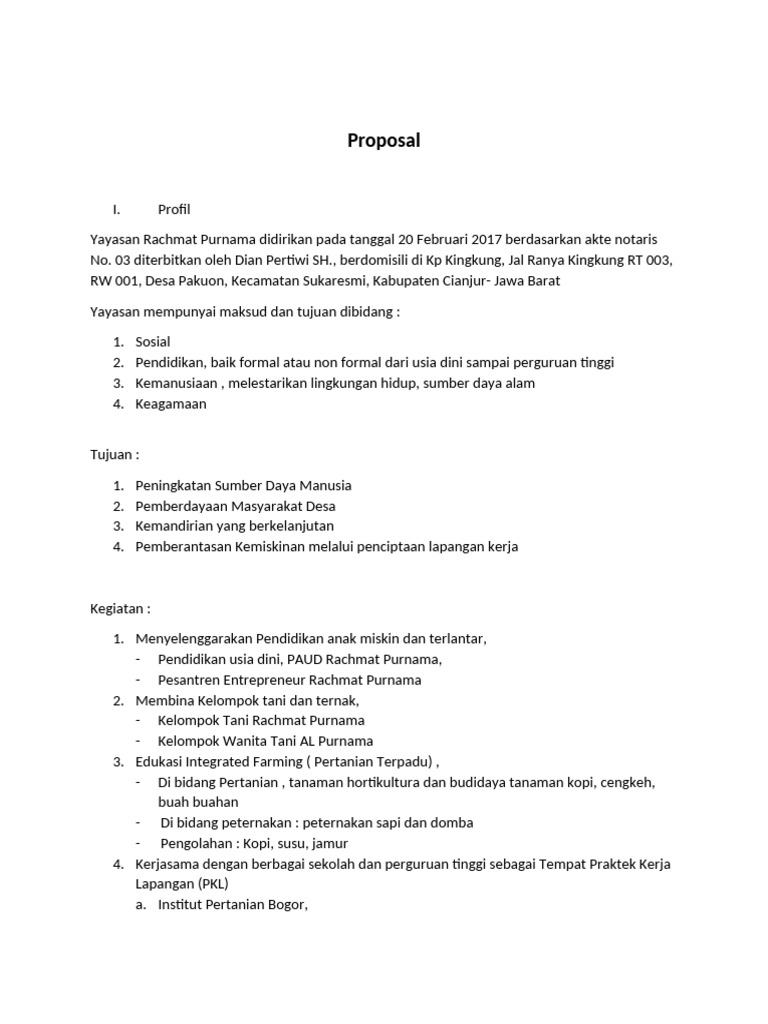 Profil Dan Proposal | PDF | Kesehatan Holistik