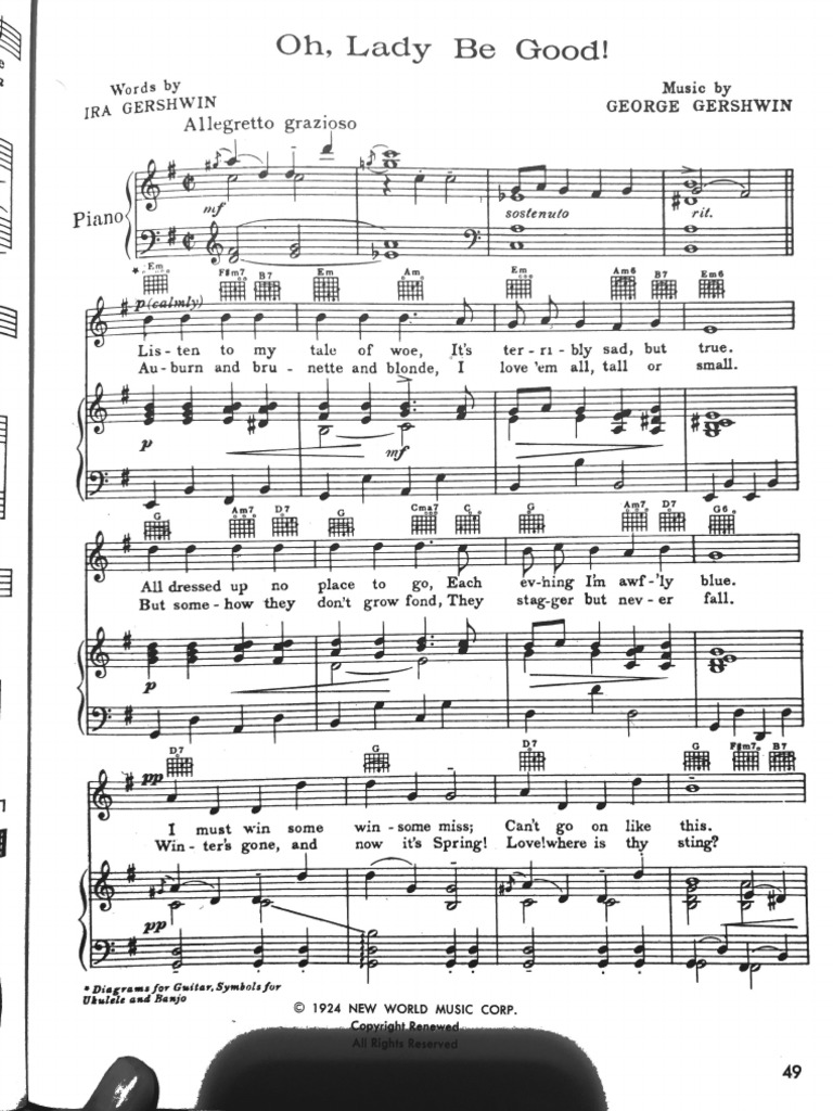 Lady Be Good Original Published Piano Score With Chords | PDF
